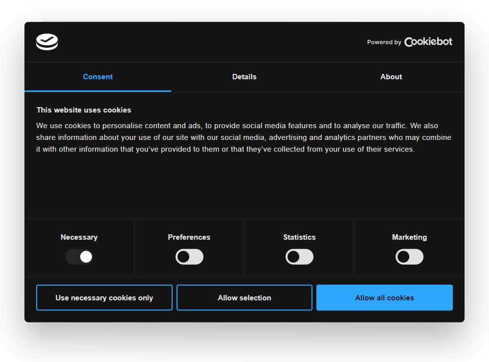 Configuration of the Swift banner – Cookiebot Support